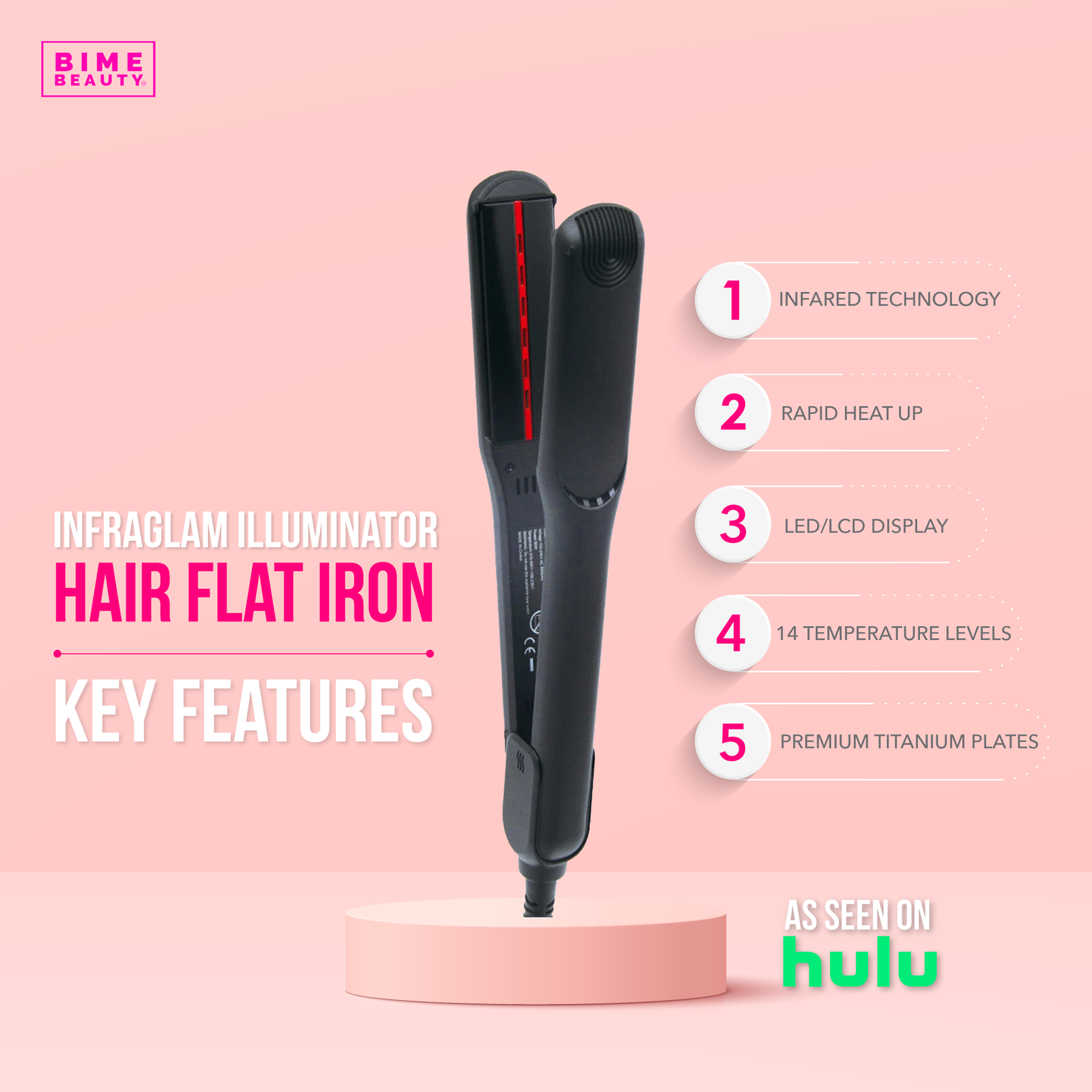 InfraGlam Hair Iron | Infrared Flat Iron with Titanium Plates – BimeBeauty